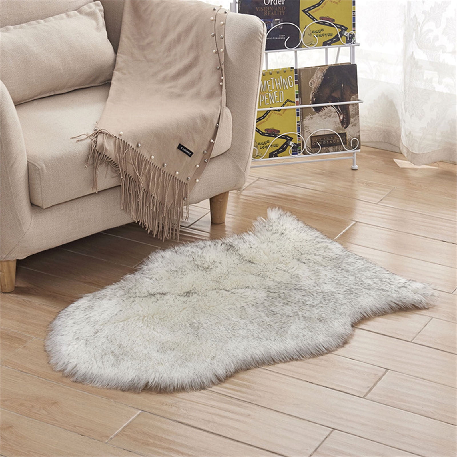 Faux Fur Sheepskin Rug Cozy Fluffy Mats Pile Carpet For Bedroom Sofa ...