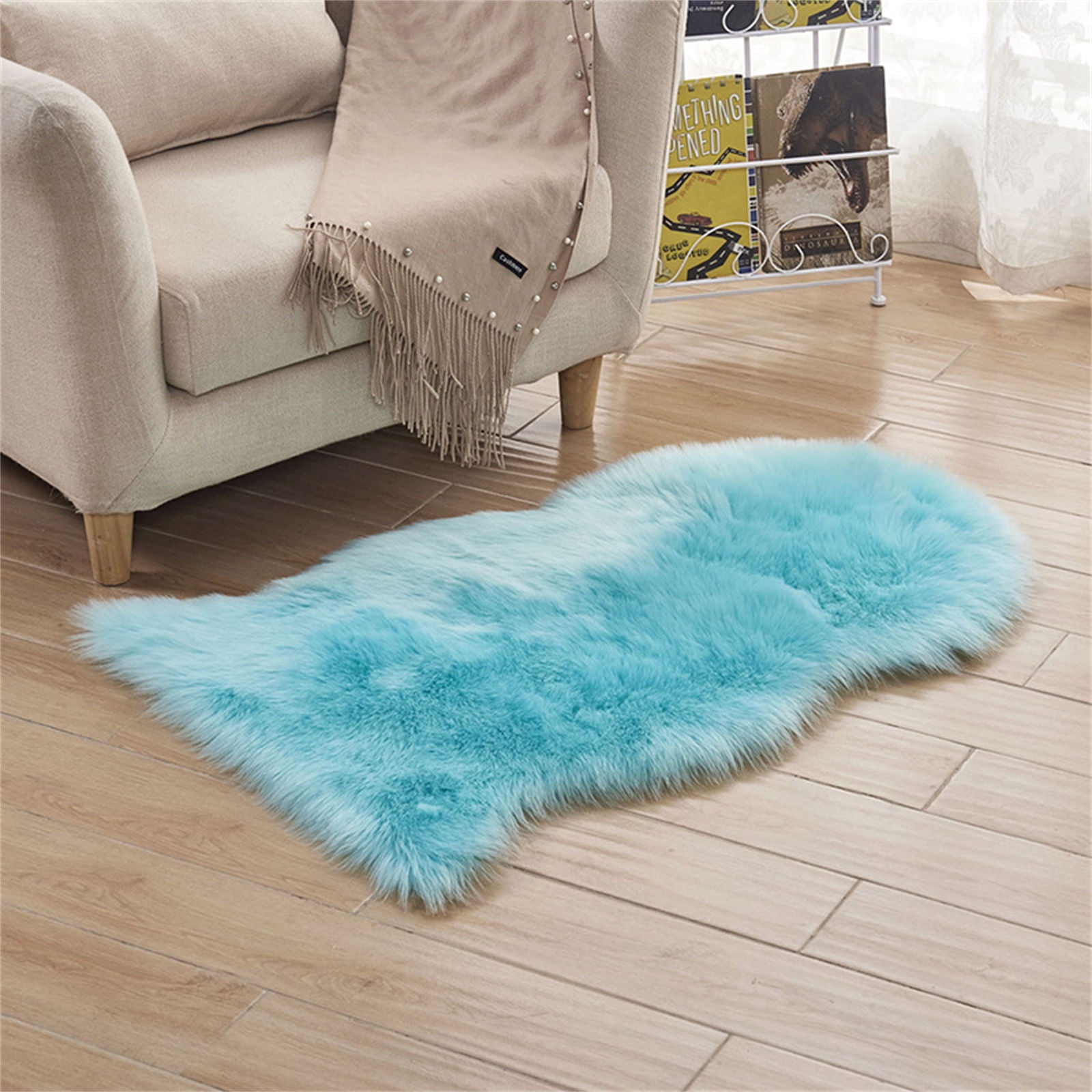 Faux Fur Sheepskin Rug Cozy Fluffy Mats Pile Carpet For Bedroom Sofa ...