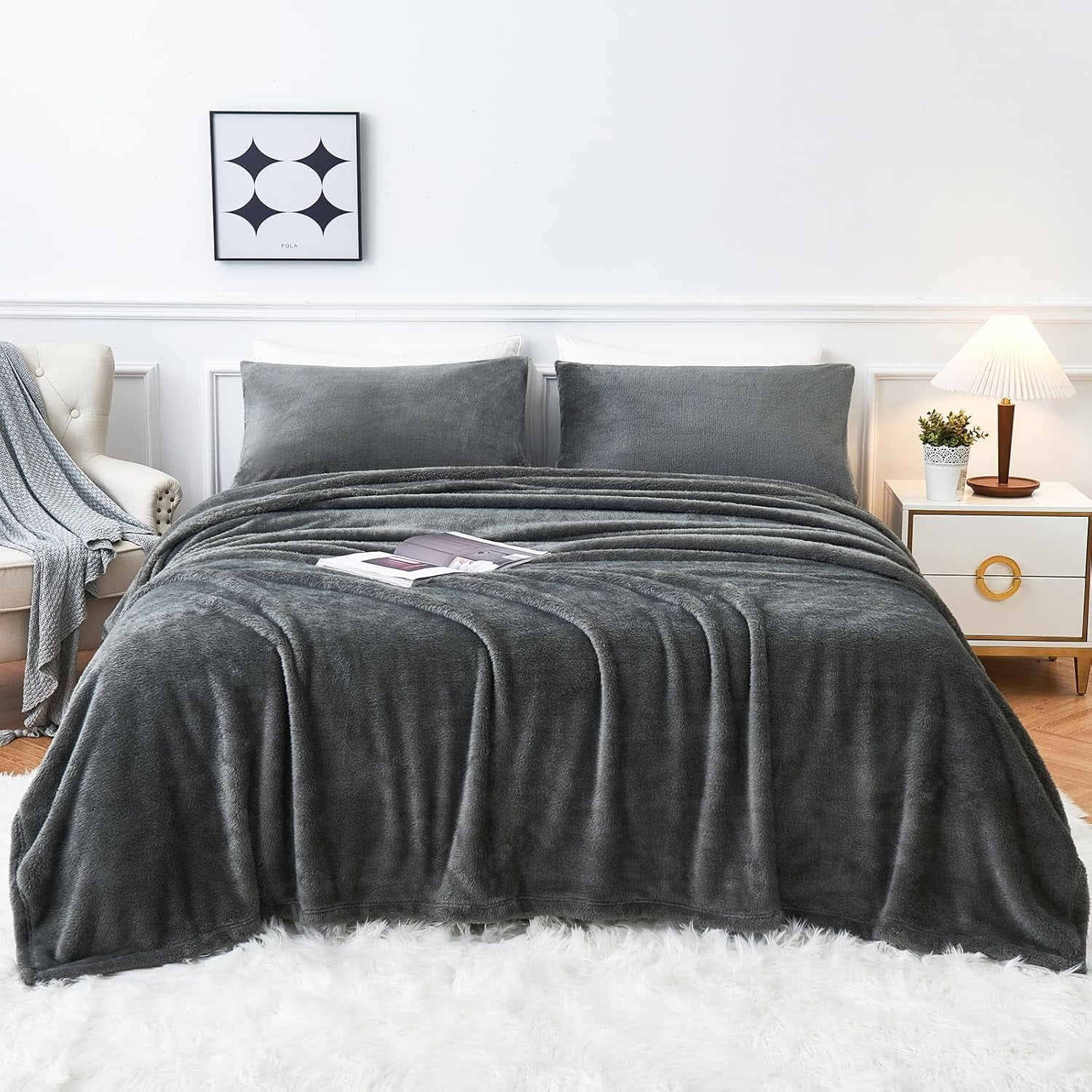 Faux Fur Sheets, Luxury Ultra Soft Fleece Bed Sheets Set, Fluffy Plush ...