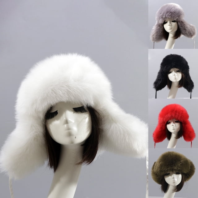 Faux Fur Snow Trapper Hat with Ear Flap for Skiing Head Circumference ...
