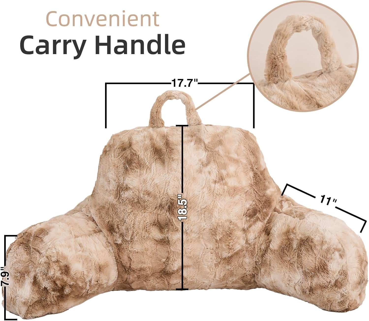 Faux Fur Soft Reading Pillow Bed Wedge Adult Backrest with Arms Back ...