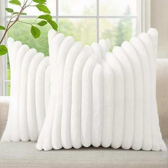 Faux Fur Spring Throw Pillow Covers 24x24 Set of 2, Decorative Soft ...