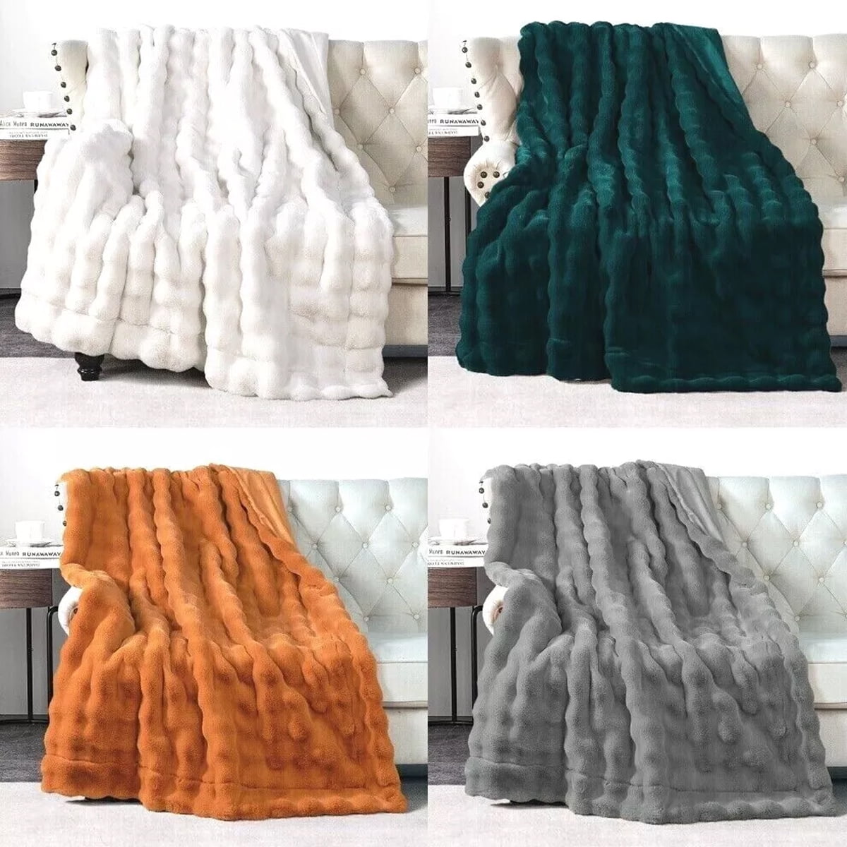 Faux Fur Throw Blanket for Couch, Fuzzy Soft Plush Thick Blanket for ...