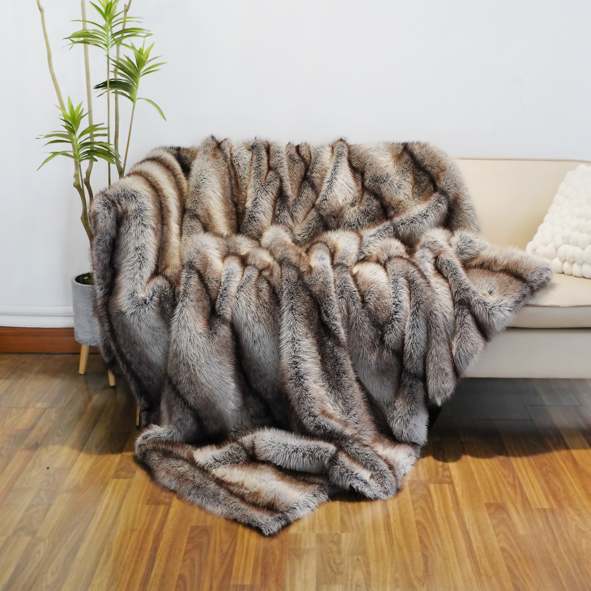 Faux Fur Throw Blankets Grey - Tie-Dye Fuzzy Fluffy Super Soft Furry ...