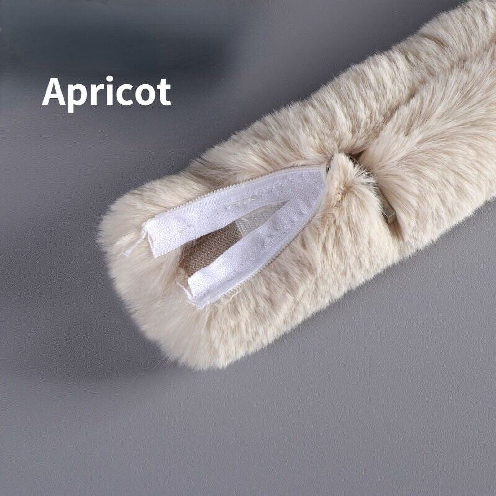 Faux Fur Trim Zip Fluffy Cover Handbag Shoulder Straps Ribbon ...