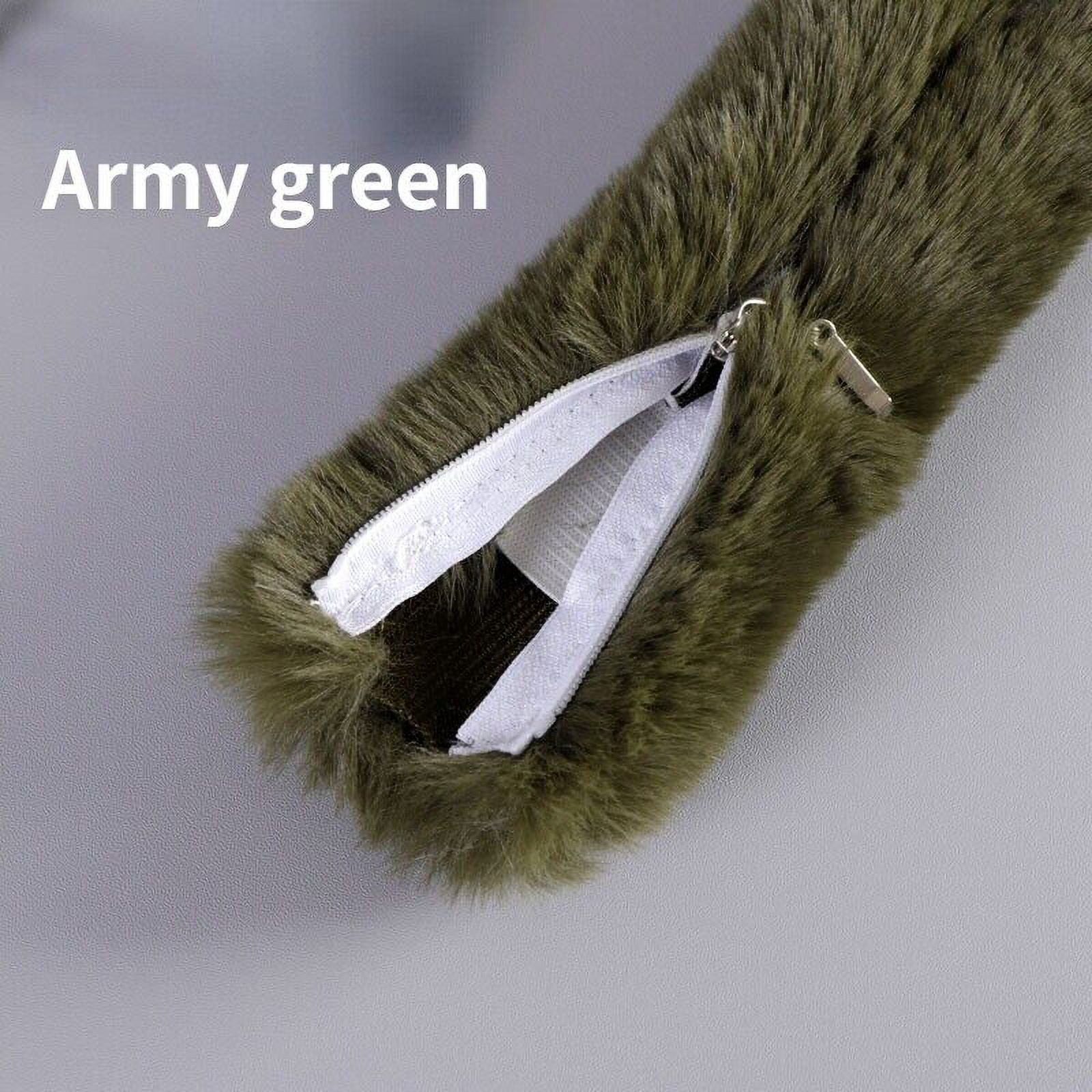 Faux Fur Trim Zip Fluffy Cover Handbag Shoulder Straps Ribbon ...