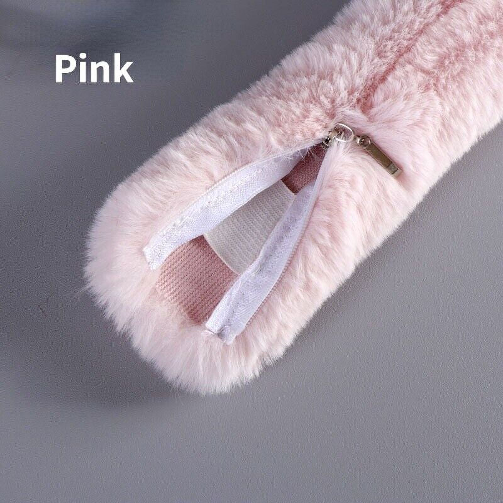 Faux Fur Trim Zip Fluffy Cover Handbag Shoulder Straps Ribbon ...