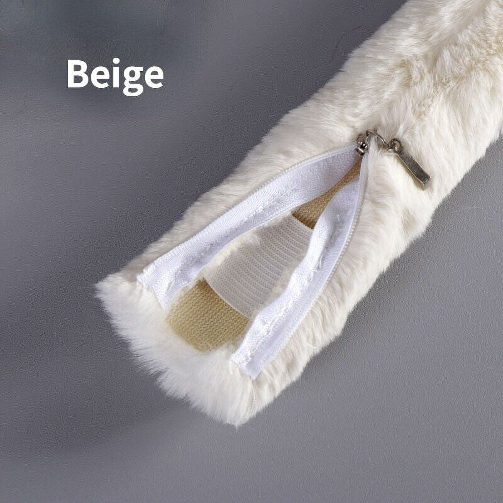 Faux Fur Trim Zip Fluffy Cover Handbag Shoulder Straps Ribbon ...