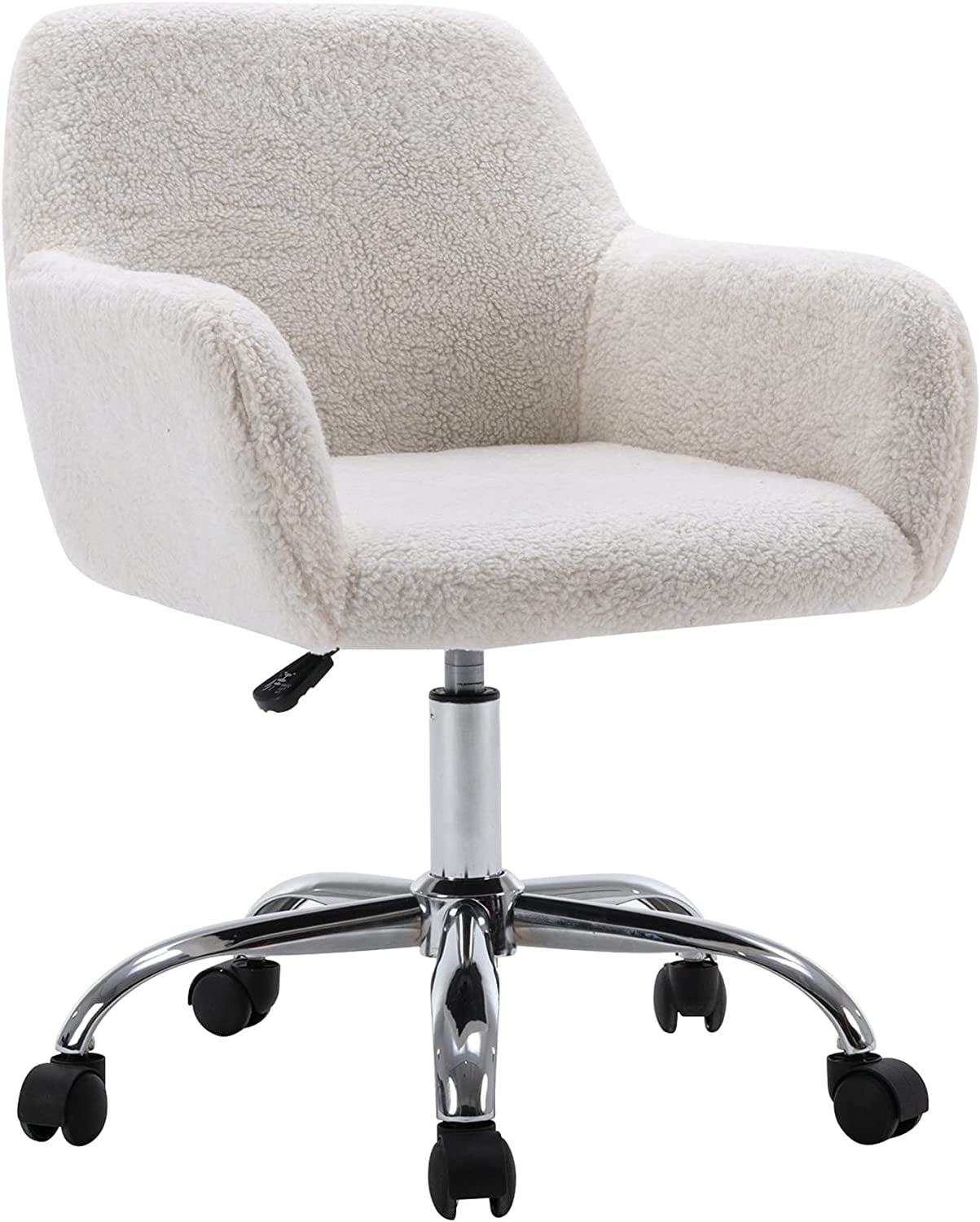 Faux Fur Vanity Makeup Desk Chair, Comfy Fluffy Swivel Modern Leisure ...
