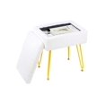 Faux Fur Vanity Stool with Storage & Soft Ottoman Seat, Anti-Slip Metal ...