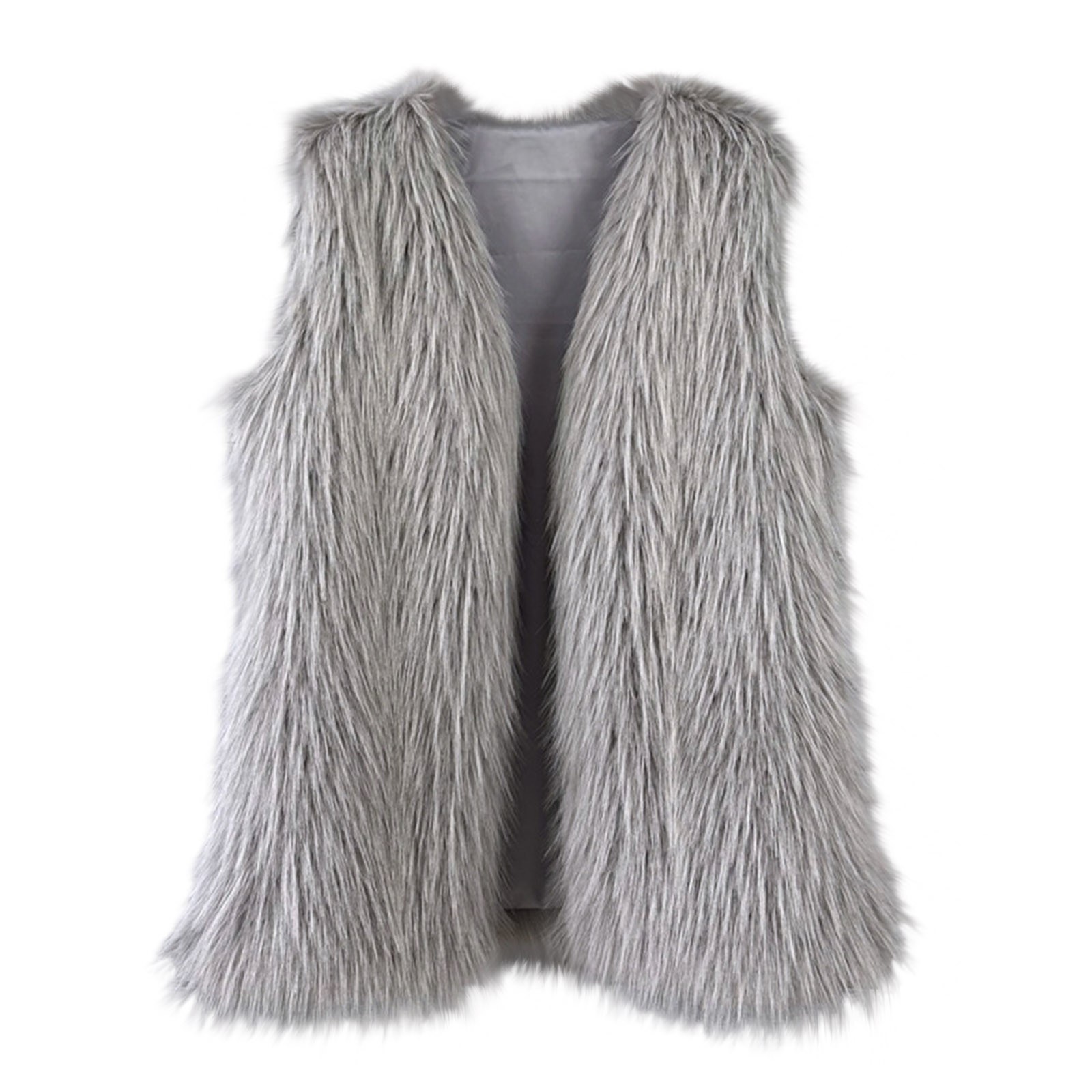 Faux Fur Vest For Women 2025 Fall Sleeveless Cropped Fuzzy Jacket ...