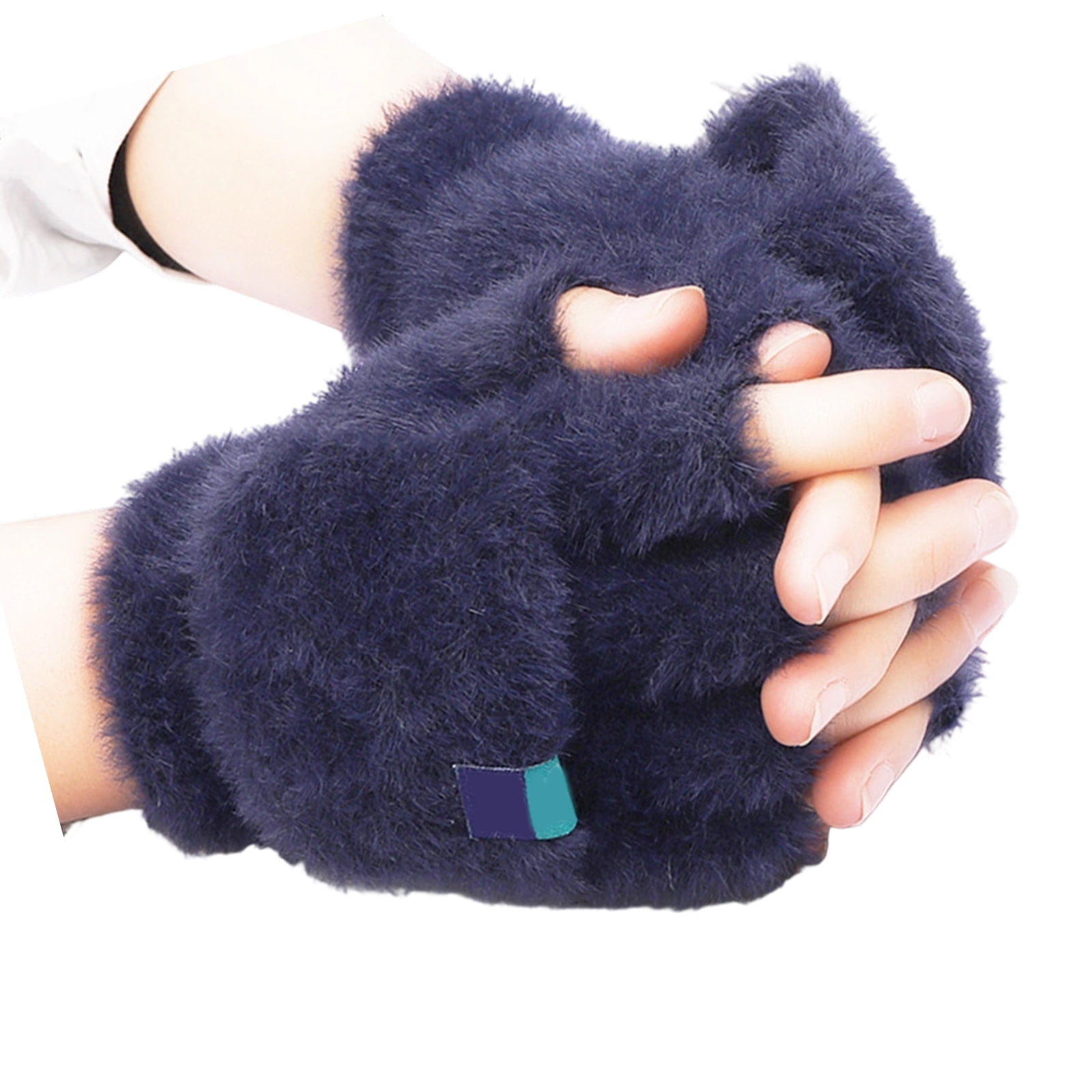 Faux Furs Half Finger Gloves With Open Top Cover Design For Adult ...