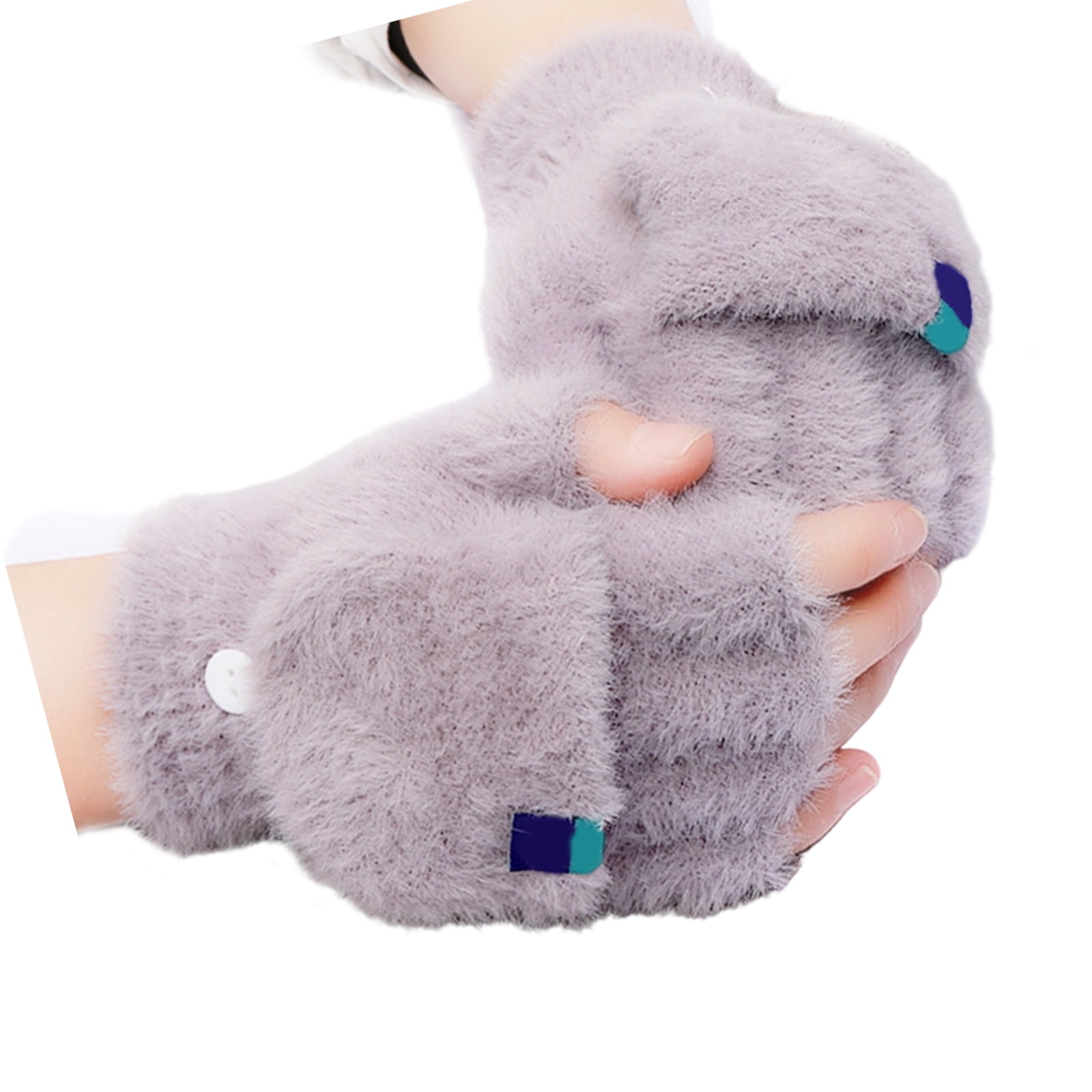 Faux Furs Half Finger Gloves With Open Top Cover Design For Adult ...