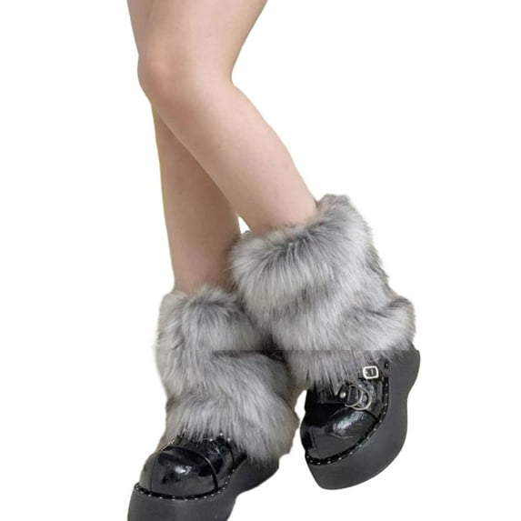 Faux Furs Leg Warmer,Warm Soft Cozy Fuzzy Leg Warmer Boot Cuffs Cover ...