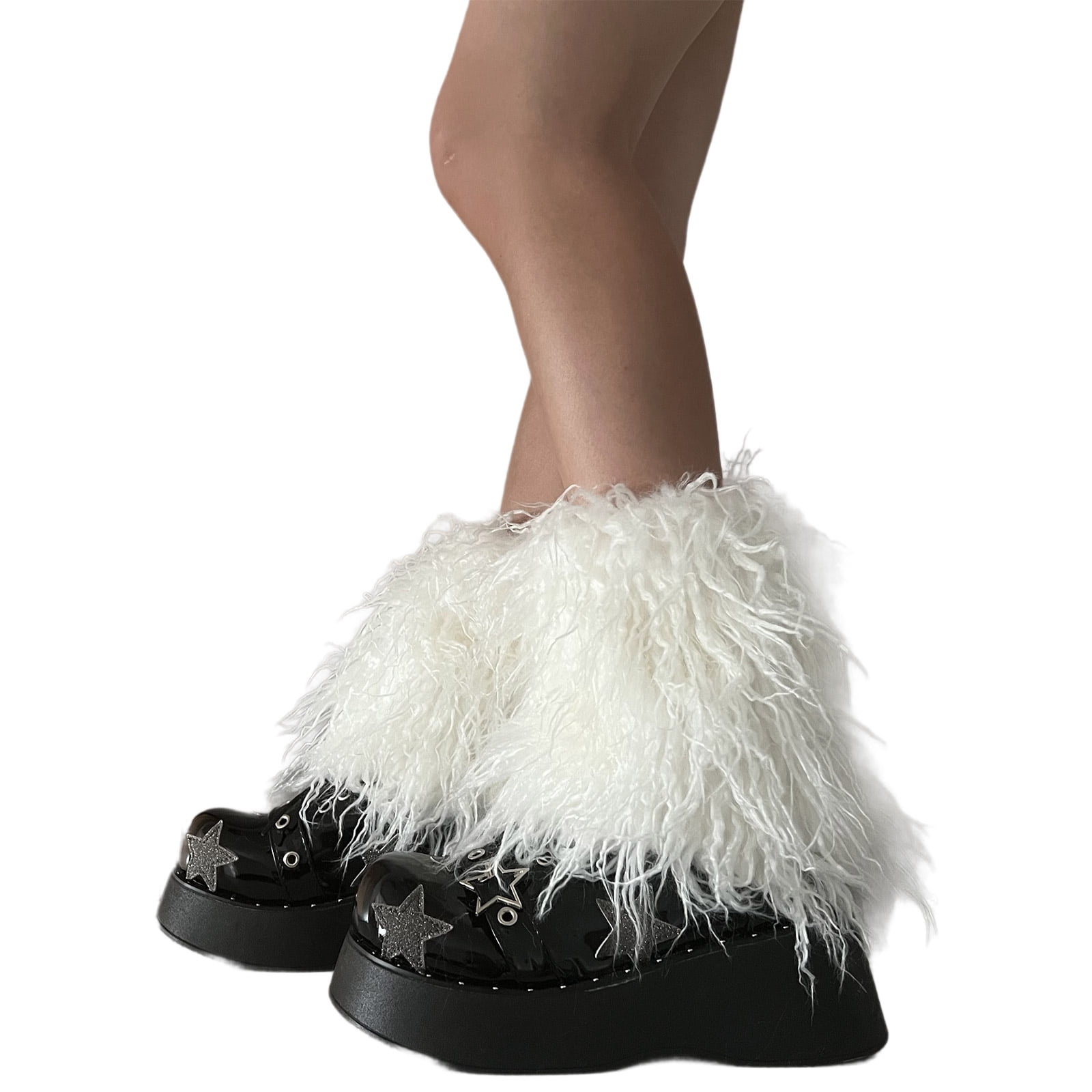 Faux Furs Leg Warmer,Warm Soft Cozy Fuzzy Leg Warmer Boot Cuffs Cover ...