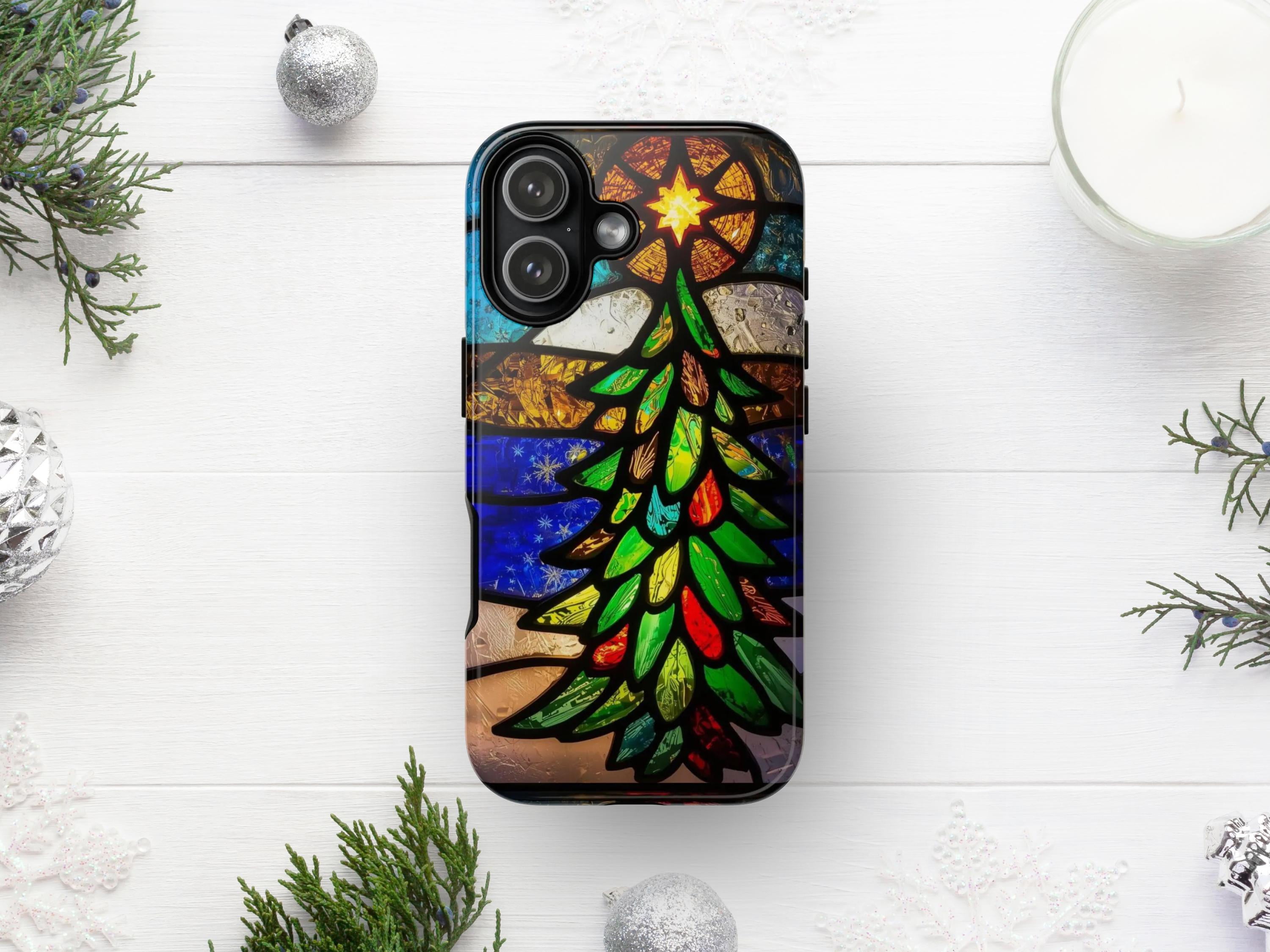 Faux Glass Christmas Mosaic Whimsical Holiday Phone Case 17 11 12 13 14 ...