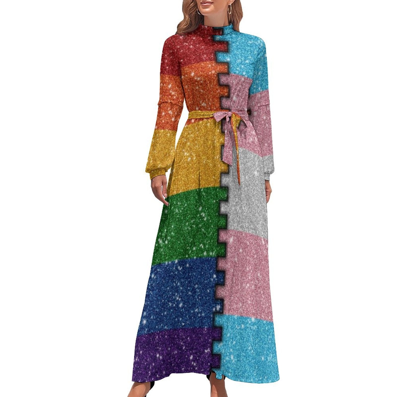 Faux Glitter LGBTQ and Transgender Pride Merge Flag Background Long ...