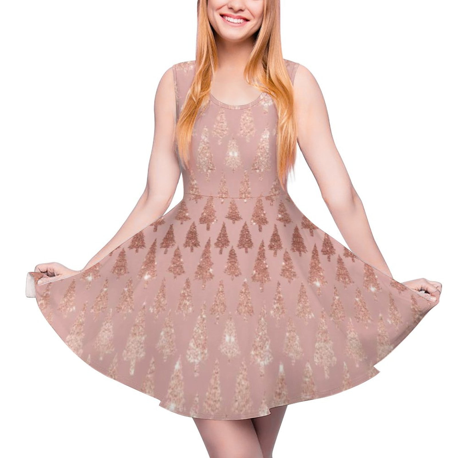 Faux Gold Metallic Dress Glitter Metal Print Sparkly Aesthetic Dresses ...