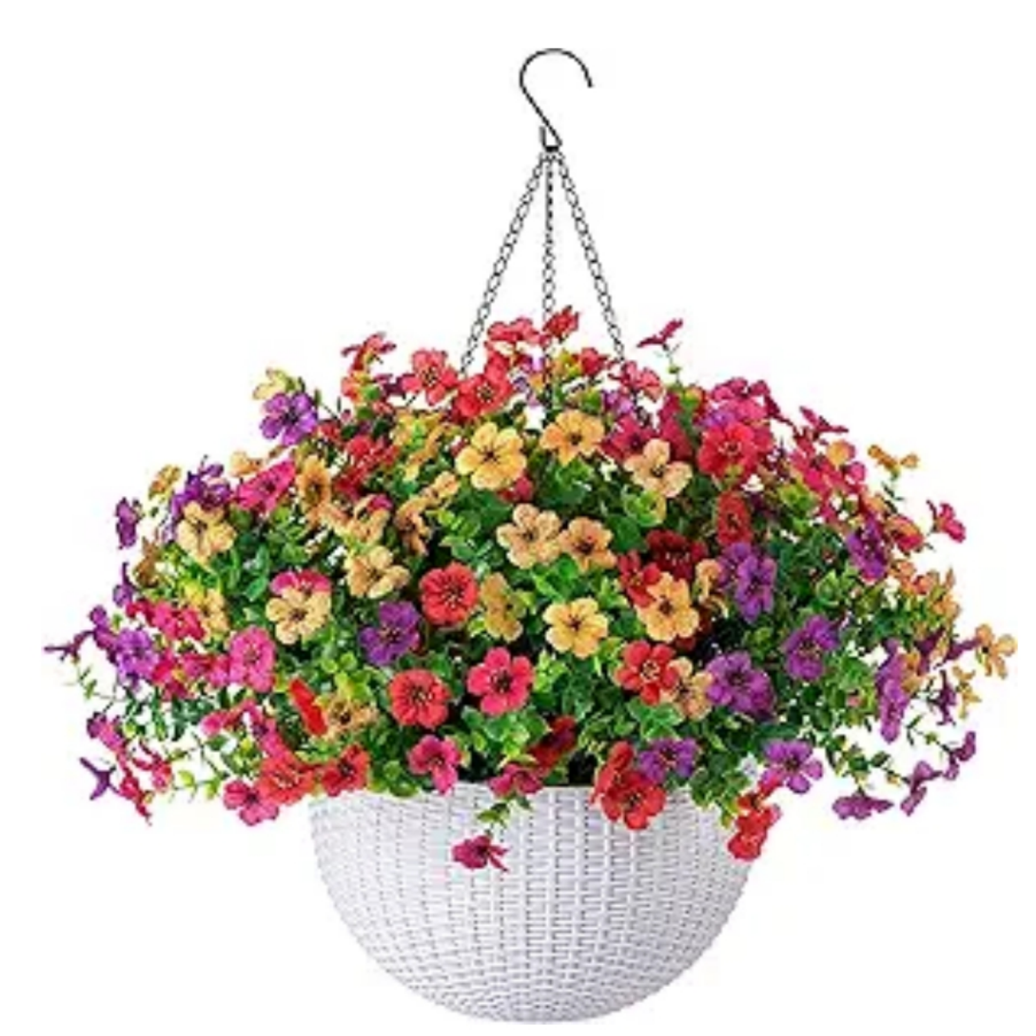Faux Hanging Plants Flowers Basket for Outdoor Outside Spring Summer D ...