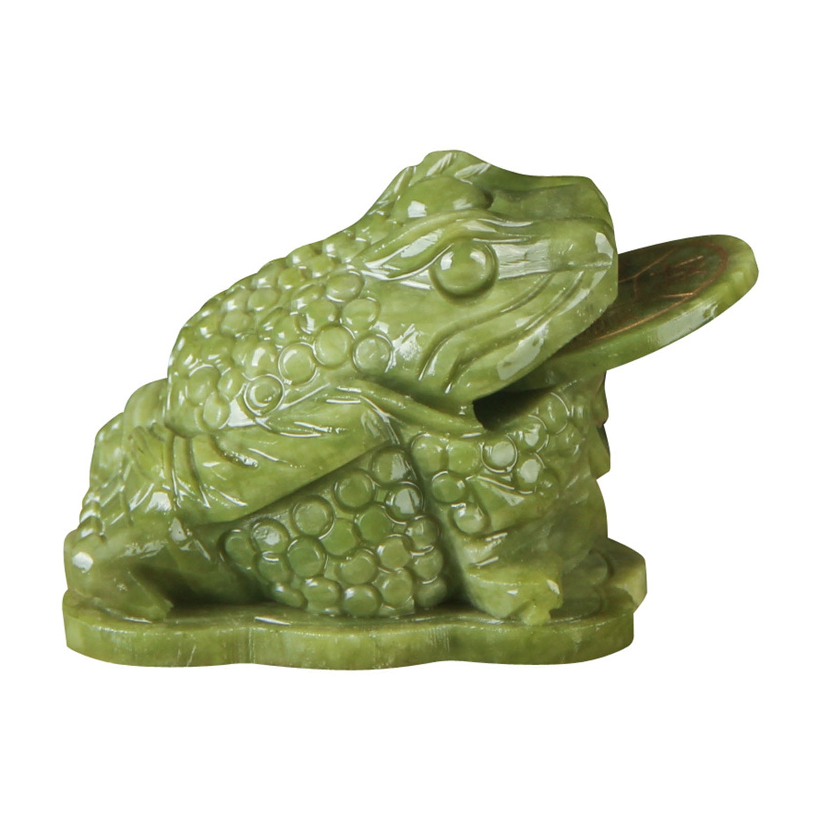 Faux Jade Golden Toad Statue Feng Shui Figure Wealth Frog Decoration ...