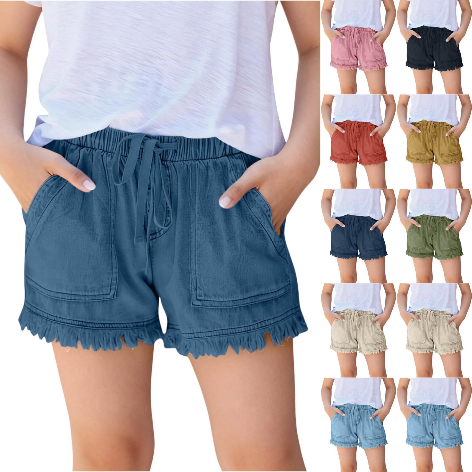 Faux Jean Shorts for Kids 2026 Elastic High Waisted Baggy Denim Shorts ...