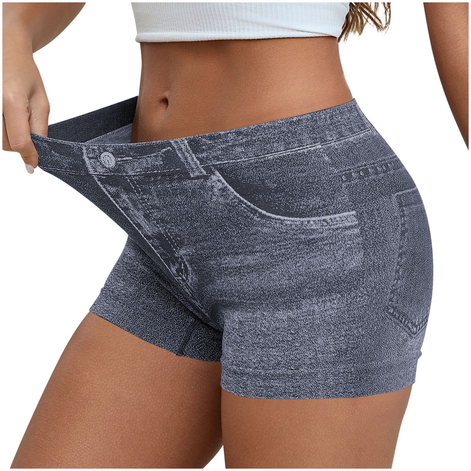 Faux Jeans Shorts for Women Summer Mid Rise Stretchy Jegging Shorts ...