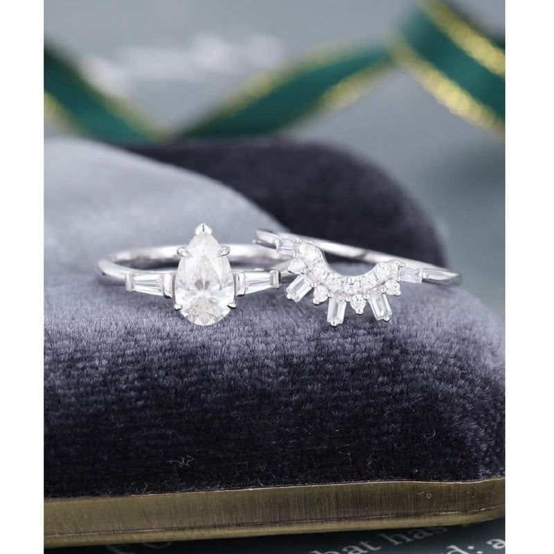 Faux Jewel 0.75 Ct Lab Created Pear Cut Diamond Engagement Ring -14K ...