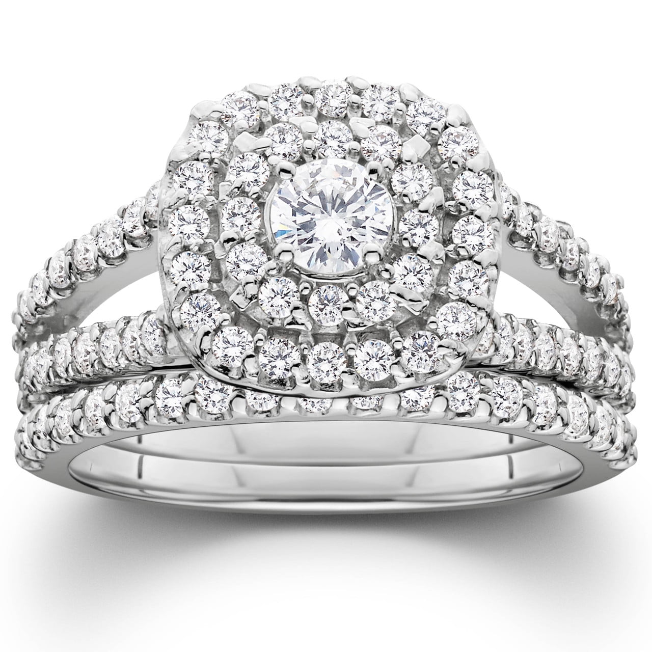 Faux Jewel 1.7 Ct VVS1/D Round Cut Lab Created Simulated Diamond Ring - 14K White Gold Plated ...
