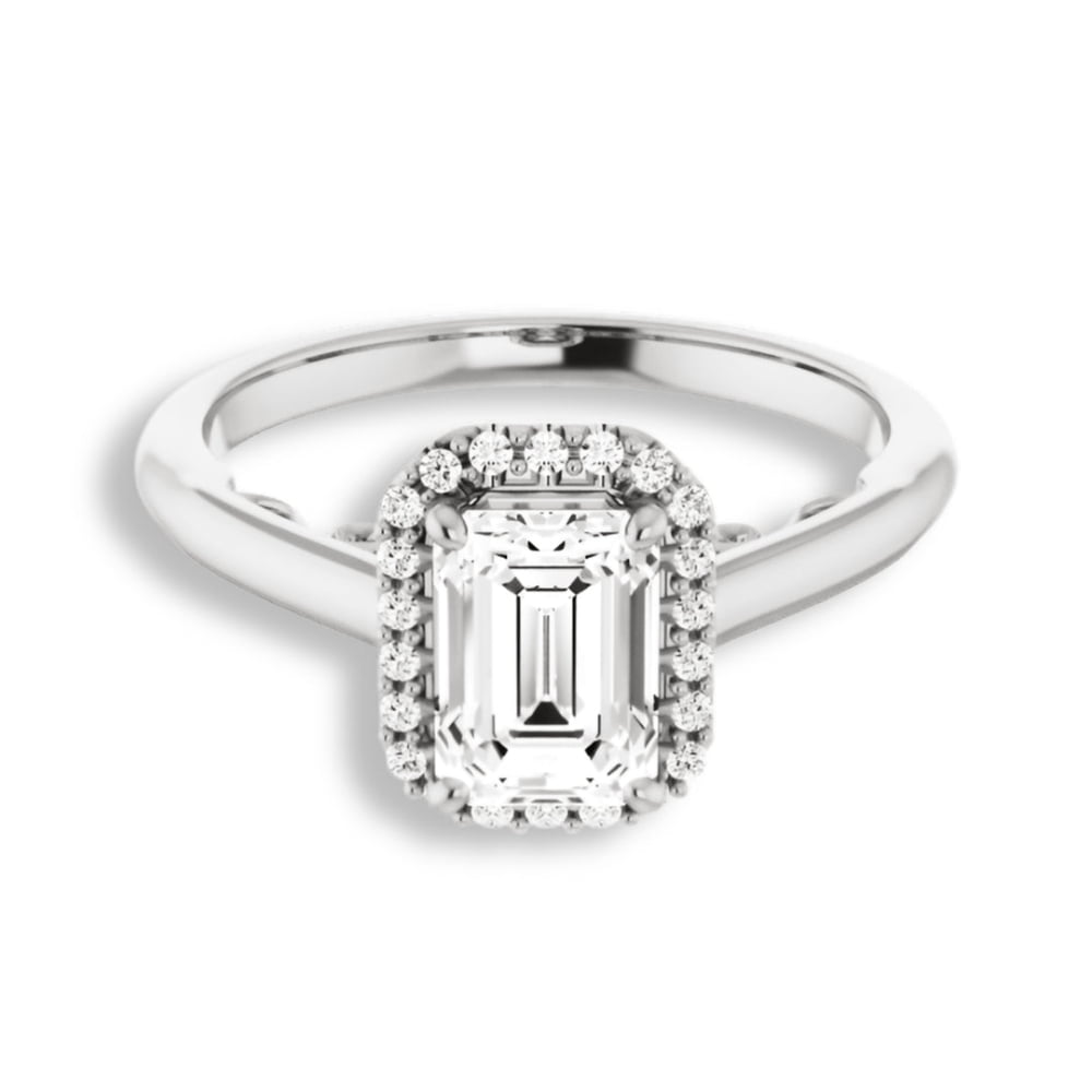 Faux Jewel 1.8 Ct Emerald Cut Diamond Ring - 14K White Gold Plated ...
