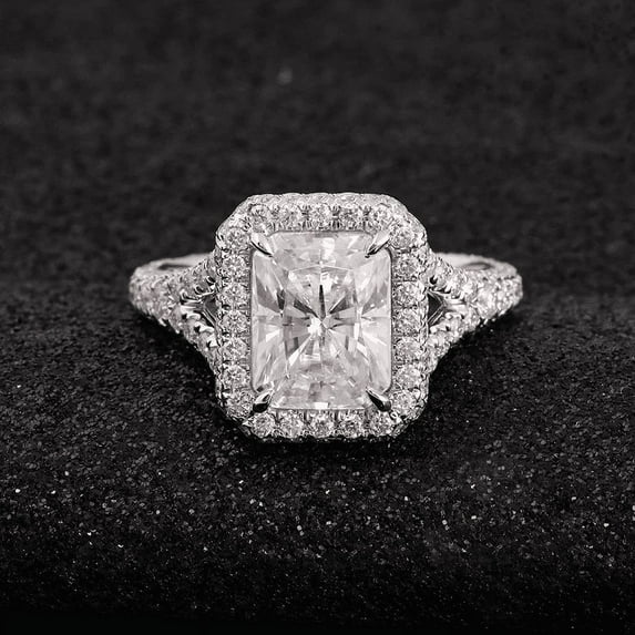 Faux Jewel 14K White Gold Over Ring - 3.7 Ct Lab Diamond Radiant Cut ...