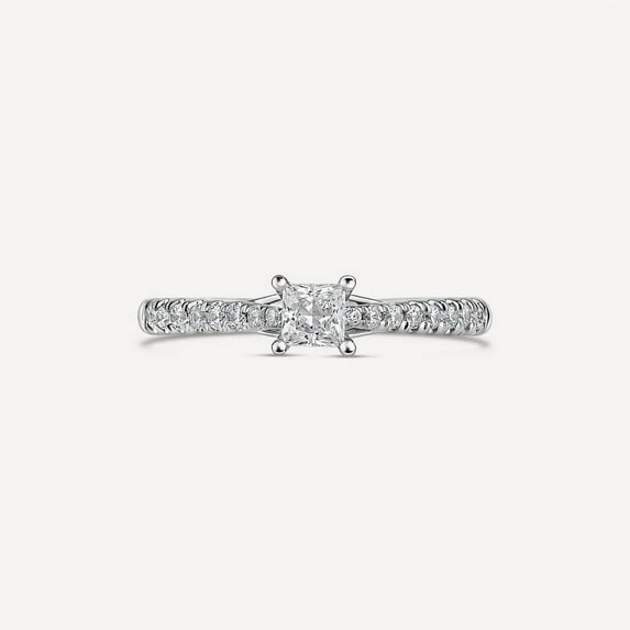 Faux Jewel 14K White Gold Over Ring - Excellent 1 Ct Princess Cut ...