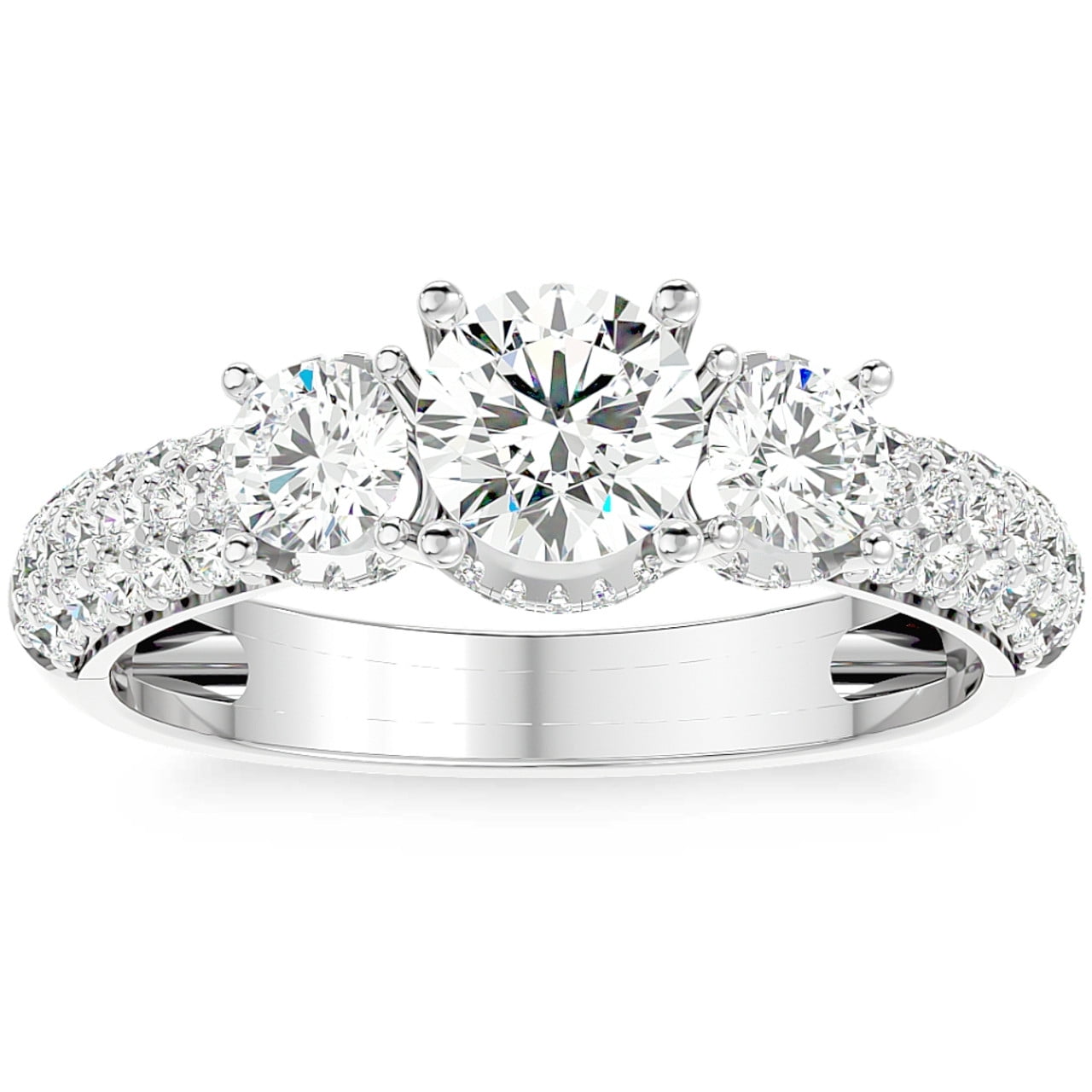 Faux Jewel 14K White Gold Plated Diamond Ring - 1.8 Ct Round Brilliant ...