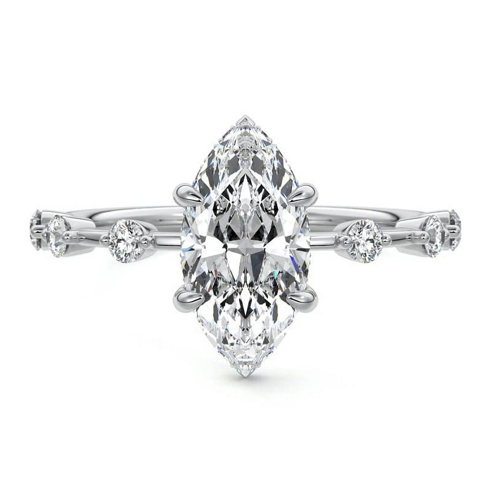 Faux Jewel 14K White Gold Plated Diamond Ring - Marquise Cut 2.1 Ct Lab ...