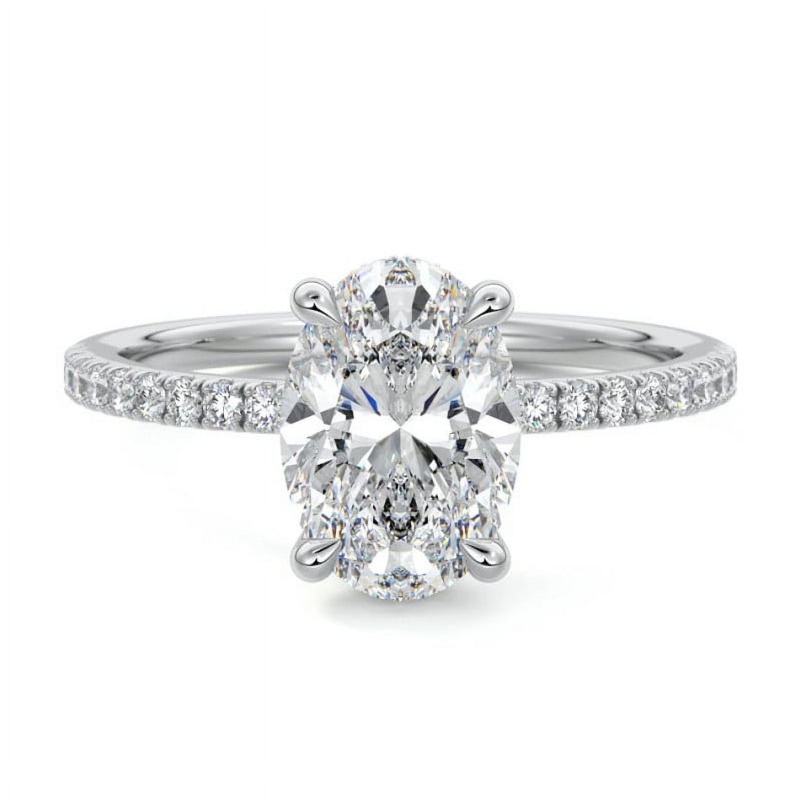 Faux Jewel 14K White Gold Plated Ring - 2.1 Ct Oval Cut Diamond ...