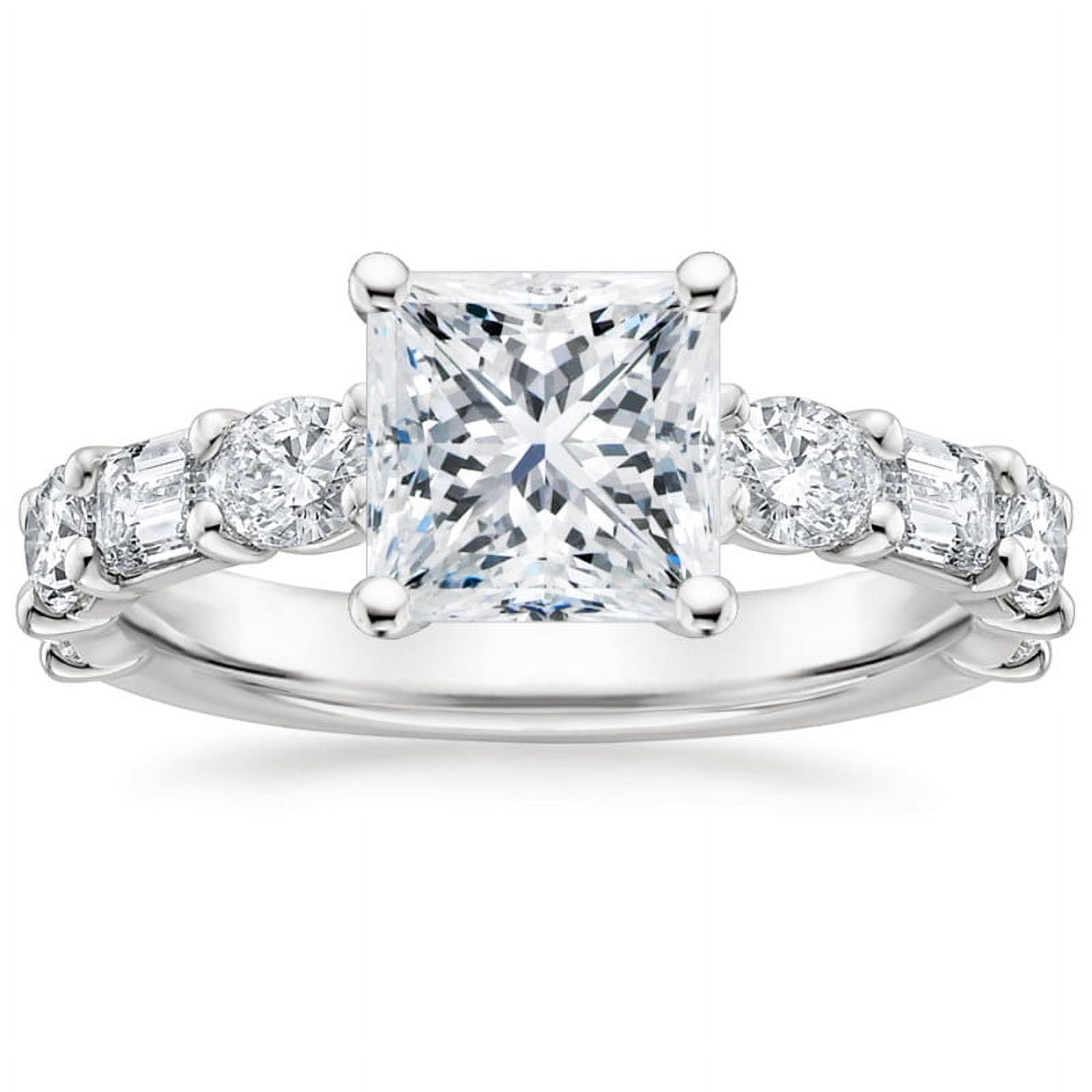 Faux Jewel 14K White Gold Plated Ring - 2 Ct Princess Cut Diamond Ring ...