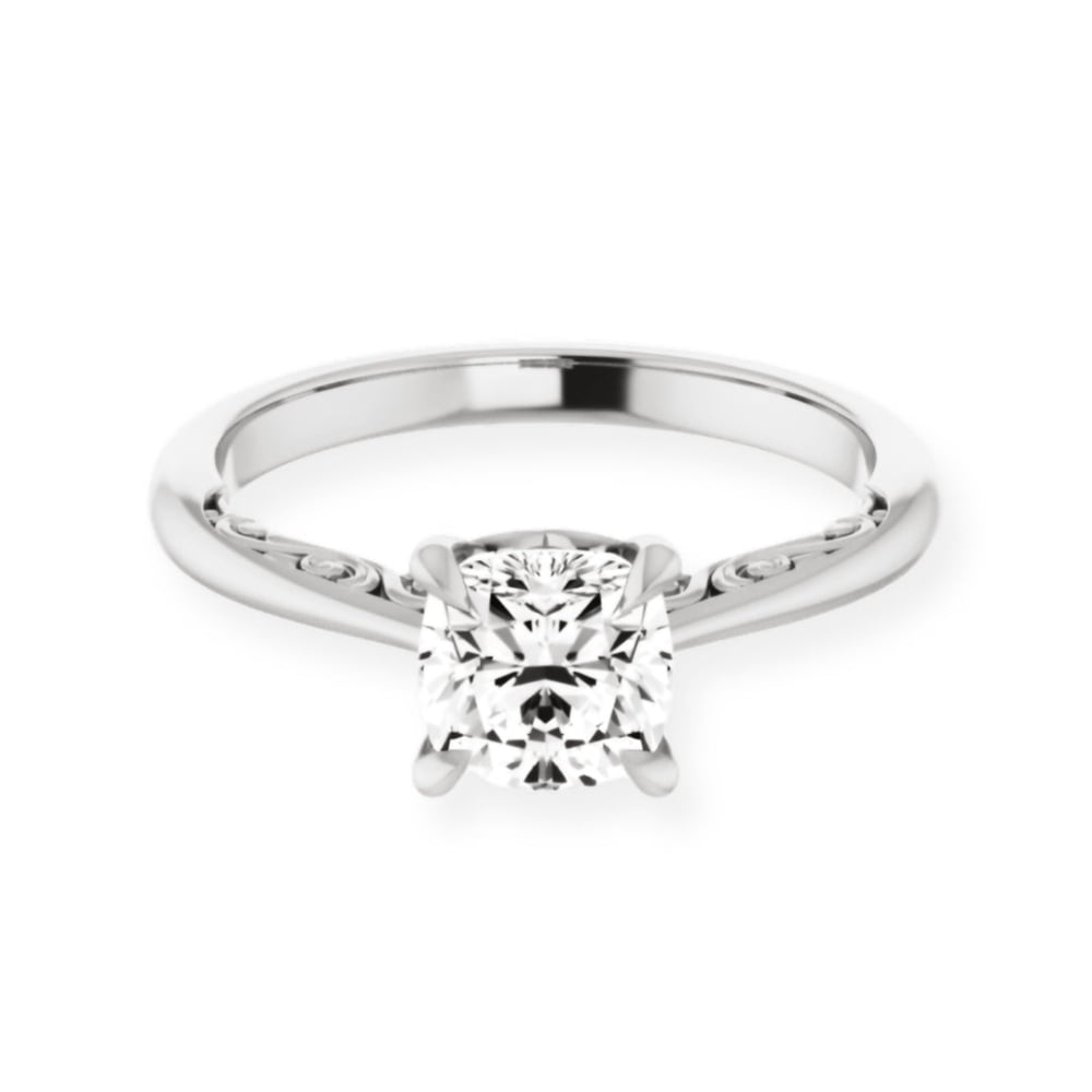 Faux Jewel 14K White Gold Plated Ring - Cushion Cut 2.2 Ct Diamond Ring ...