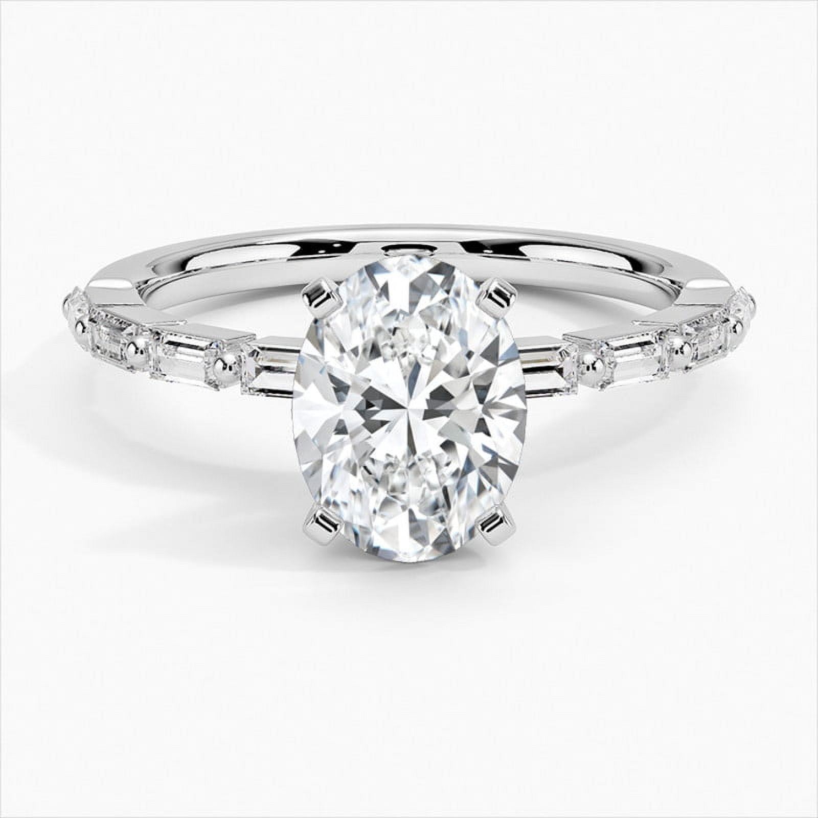 Faux Jewel 14K White Gold Plated Ring - Lab Created Oval Cut 2.1 Ct ...