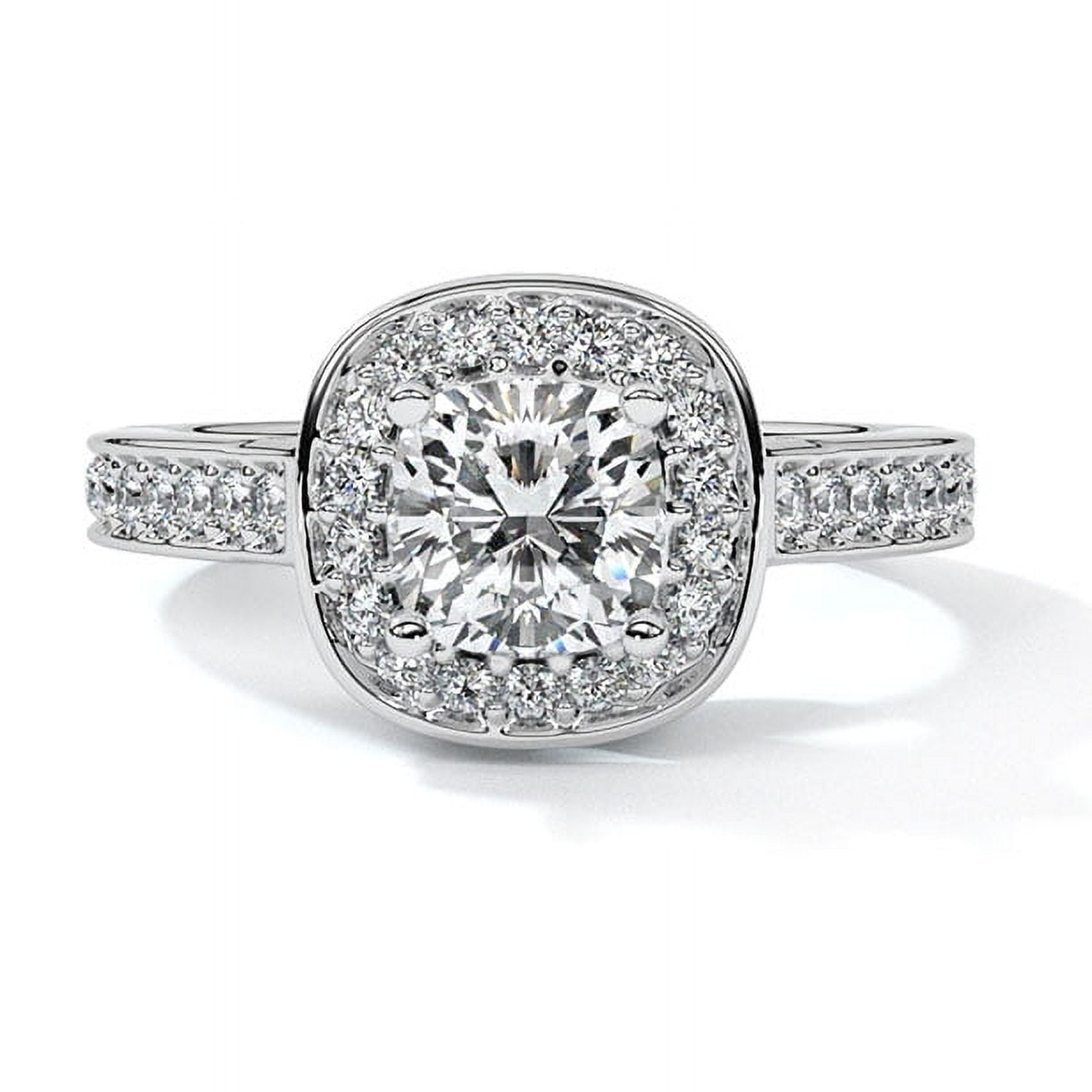 Faux Jewel 14K White Gold Plated Rings - 2.2 Ct Cushion Cut Diamond ...