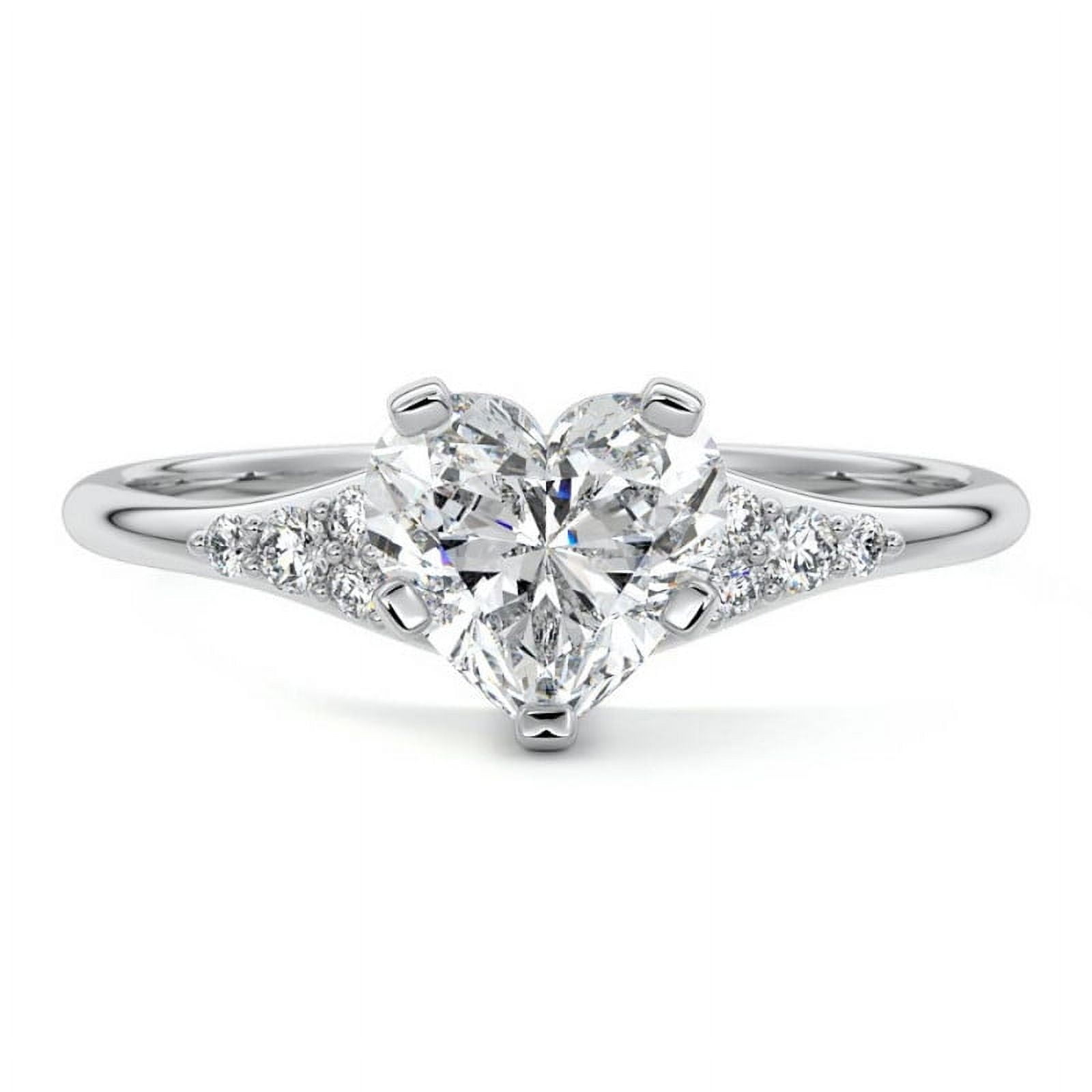Faux Jewel 14K White Gold Plated Stamped Engagement Ring - Heart Cut 1. ...