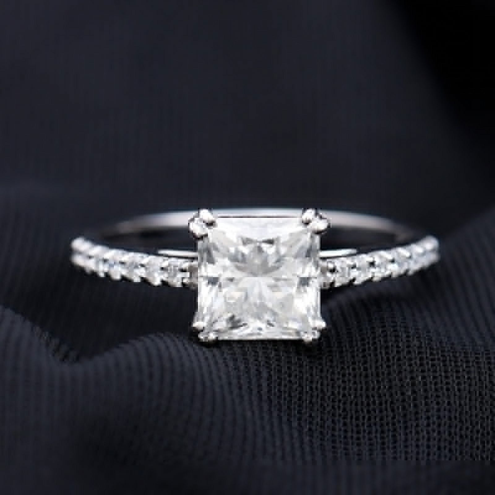 Faux Jewel 14K White Gold Over Ring Clearance - 2 Ct Princess Cut ...