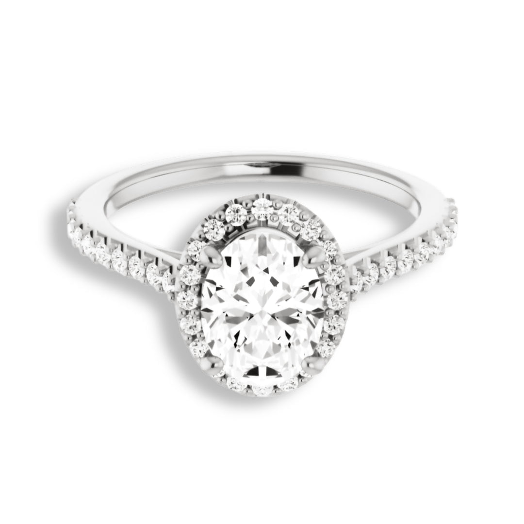 Faux Jewel 2.00 Ct Oval Cut White Diamond Ring - Halo Engagement ...
