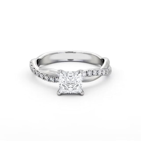 Faux Jewel 2 Ct Princess Cut Moissanite Ring - 14K White Gold Plated ...