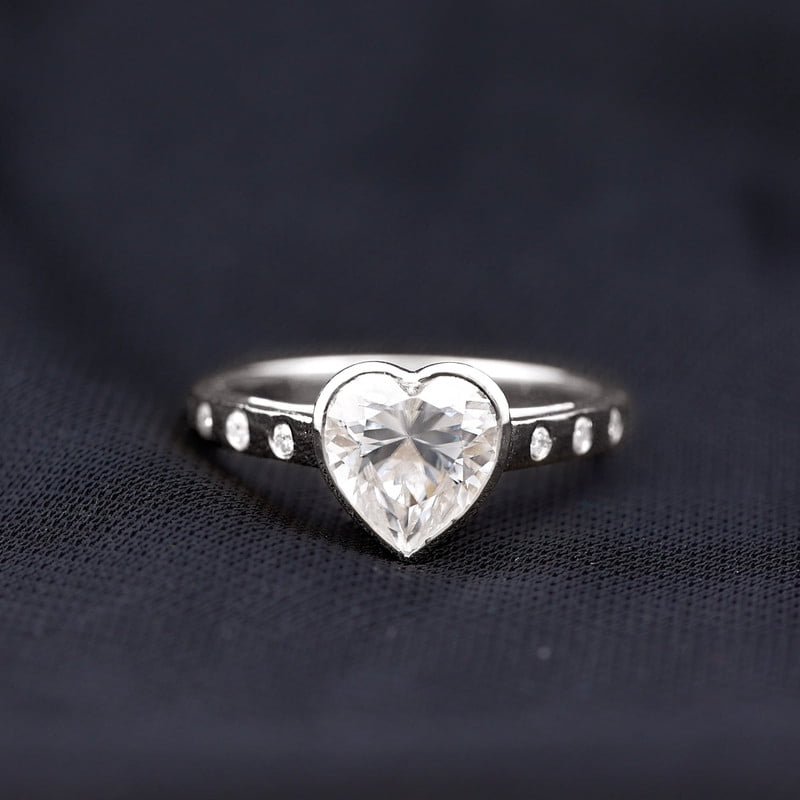 Faux Jewel 2 Ct Prong Set Diamond Engagement Ring - 14K White Gold Over ...
