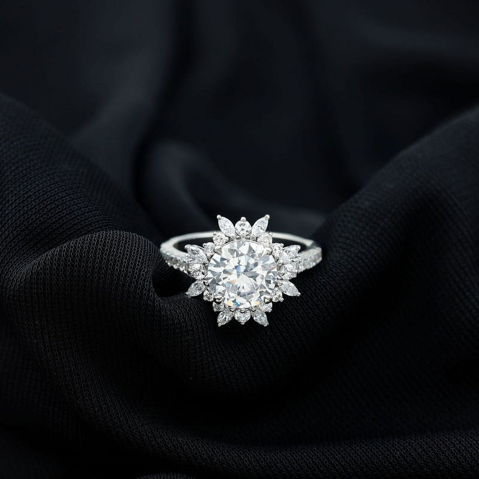 Faux Jewel Brilliant 2 Ct Round Cut Diamond Ring - Stamped 14K Silver ...