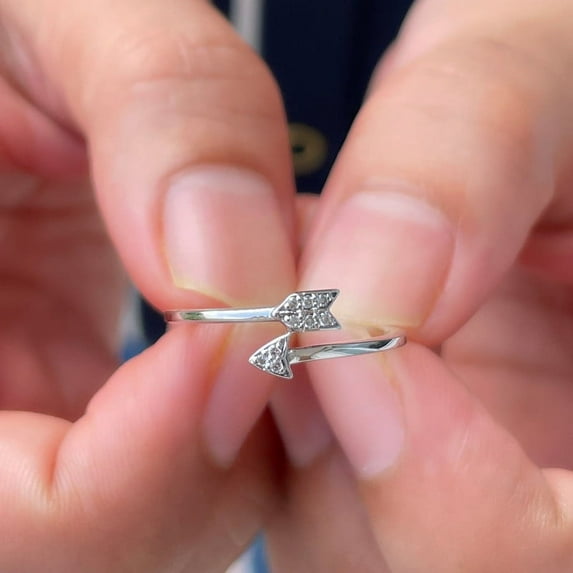 Faux Jewel Bypass Diamond Wedding Ring - 14k White Gold Over Ring On ...