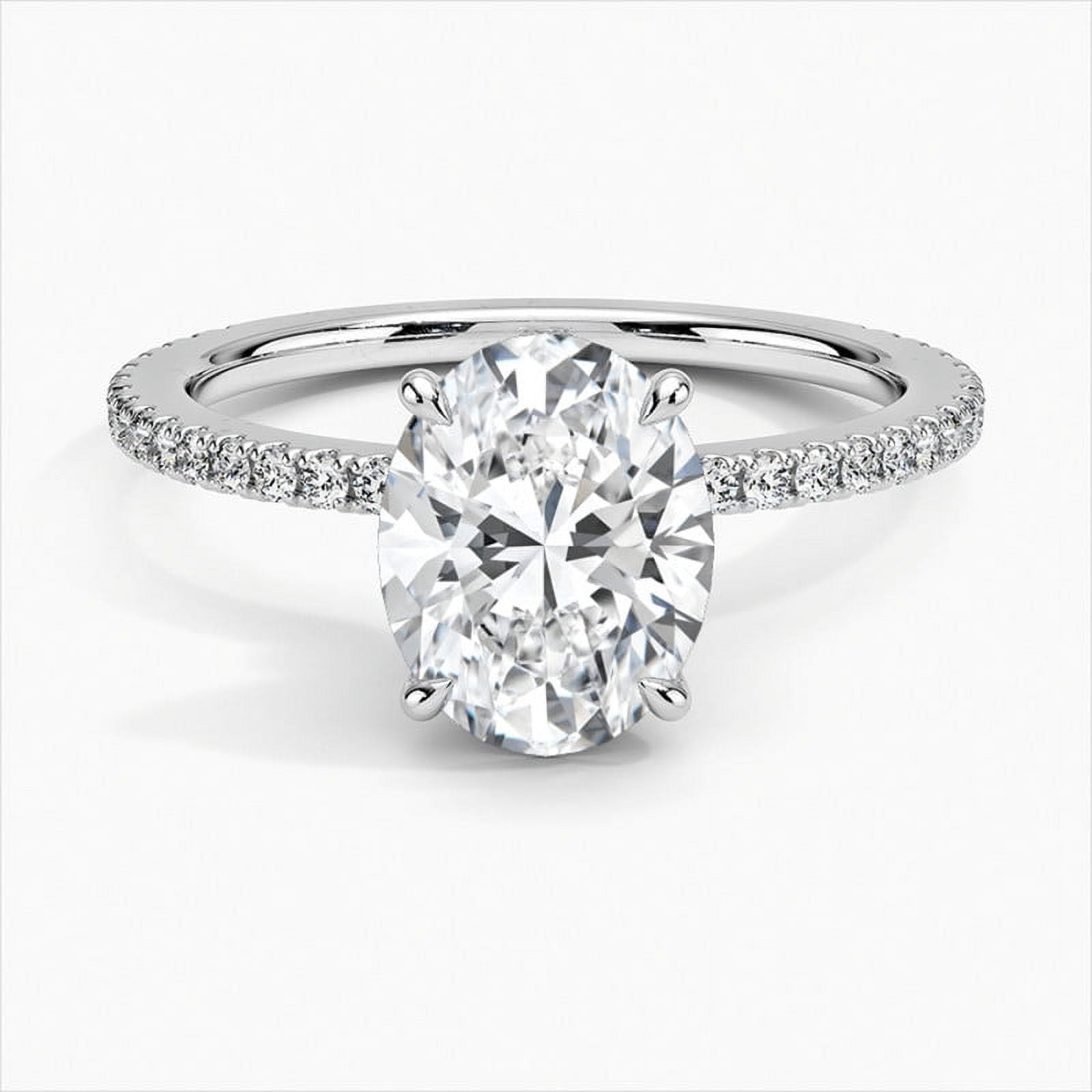 Faux Jewel Oval Cut 1.9 Ct Diamond Ring for Women - 14K White Gold Plated Ring - Hidden Halo ...