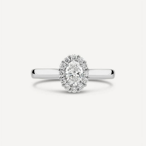 Faux Jewel Oval Cut 2 Ct VVS1/D Diamond Solitaire Ring - 14K White Gold ...