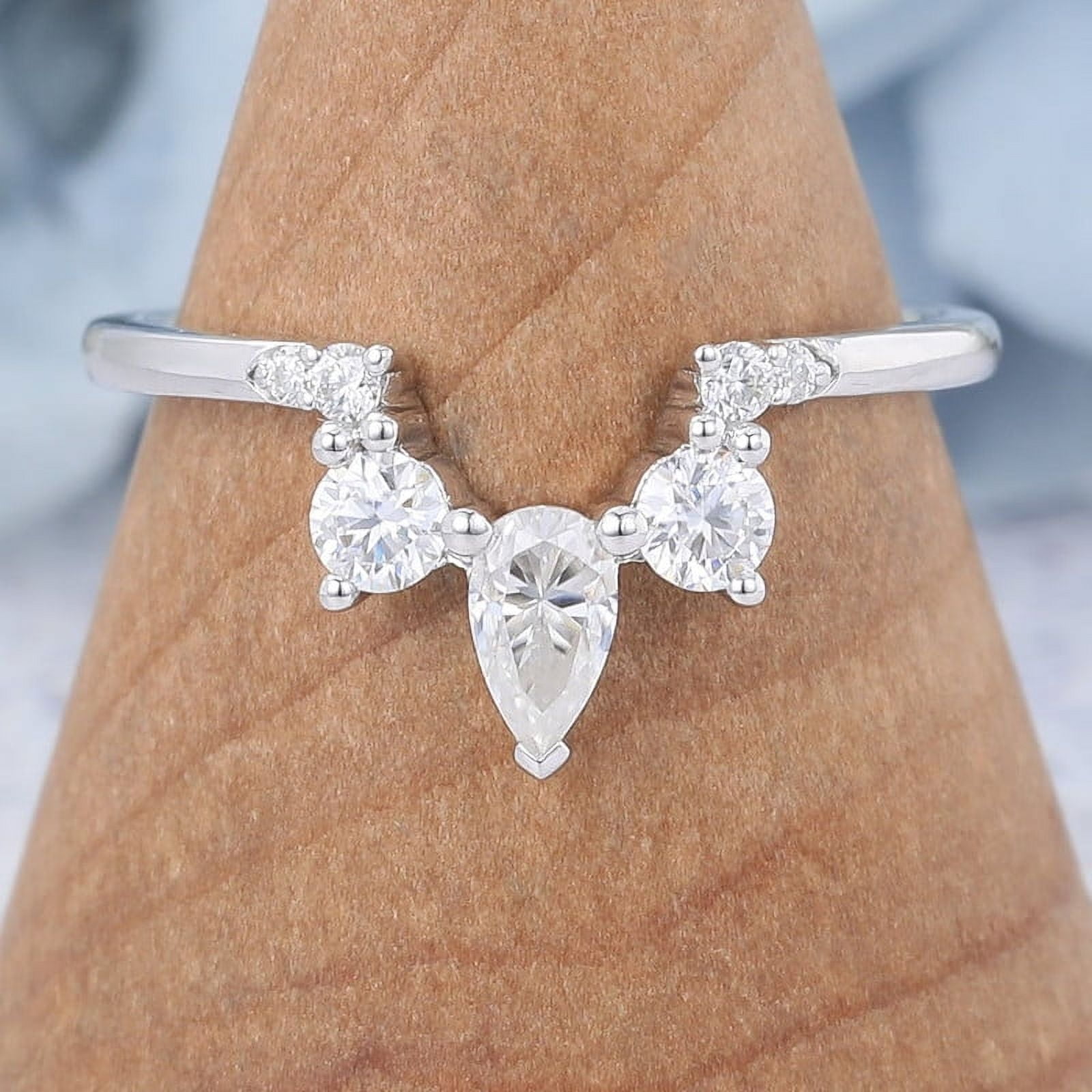 Faux Jewel Pear Cut 0.4 Ct Excellent White Diamond Ring - 14K White Gold Over Wedding ...