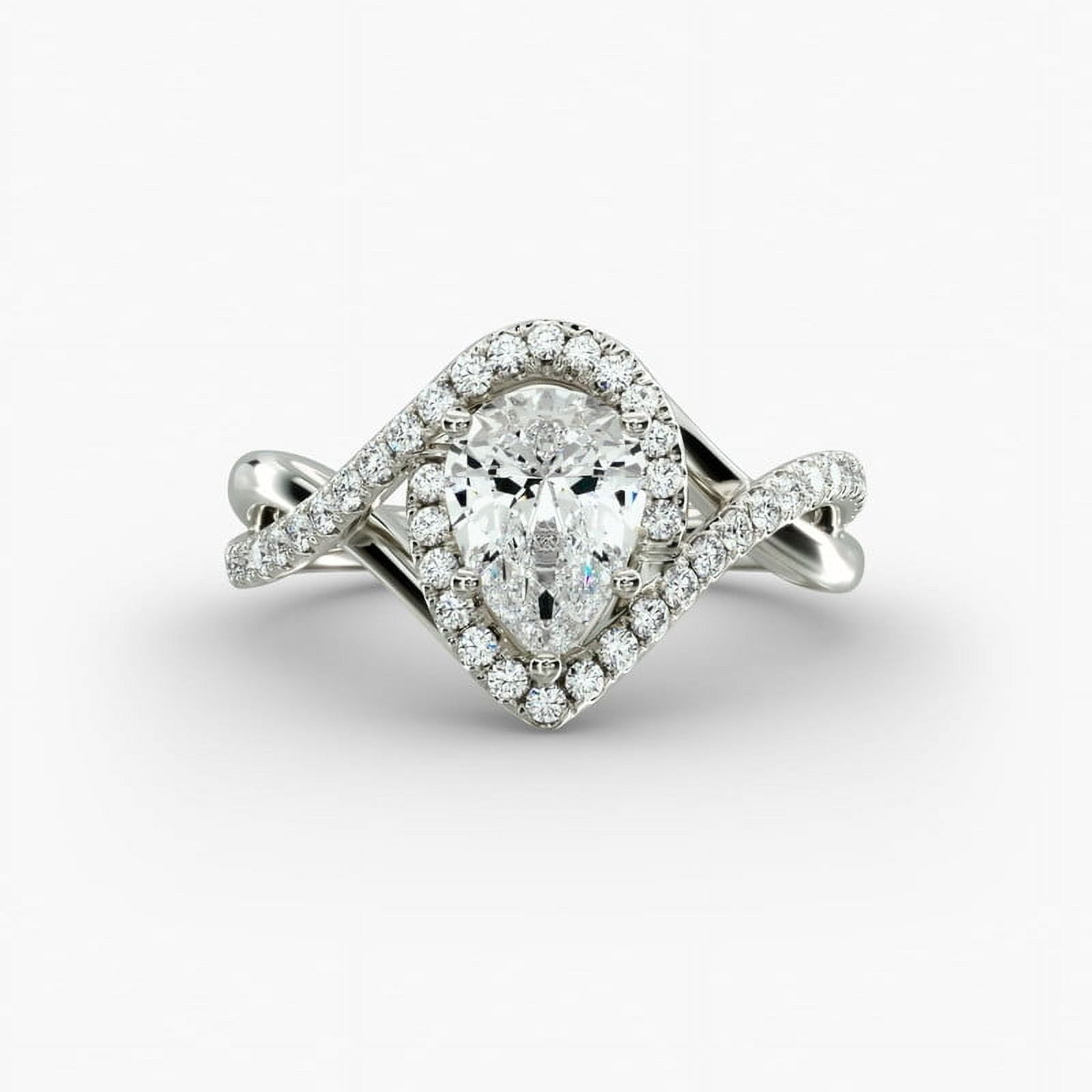 Faux Jewel Pear Cut 1.8 Ct Lab Created Diamond Engagement Ring - 14K White Gold Plated Diamond ...