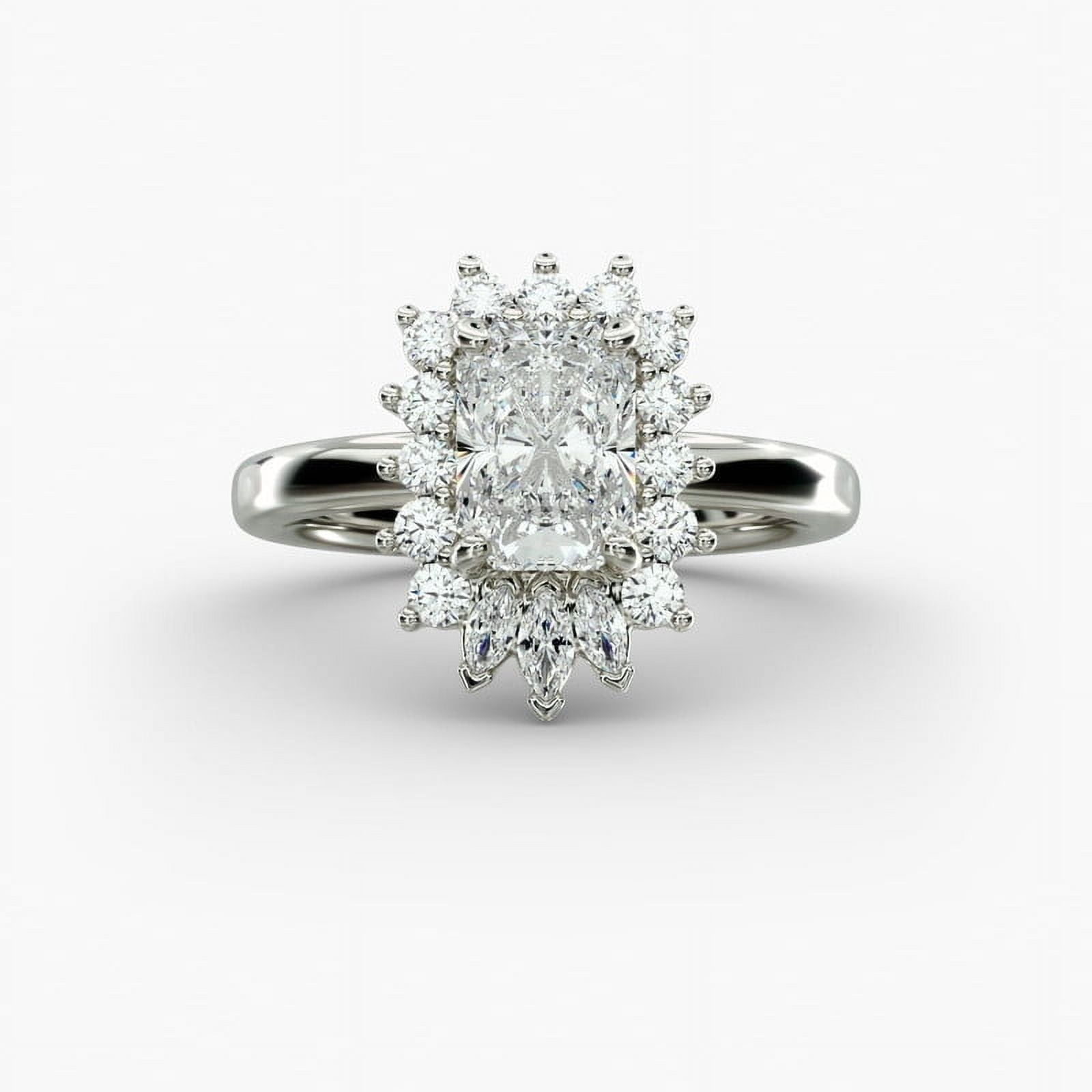 Faux Jewel Radiant Cut 1.6 Ct Lab Created Diamond Ring - 14K White Gold ...